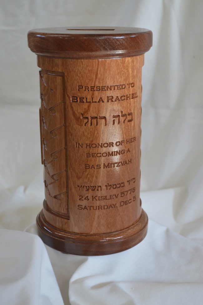 Round Solid Wood Carved Pushke | Yehuda Manufacturing Company